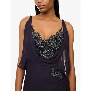 DE LA VALI Emerald Embellished Sheer Maxi Dress