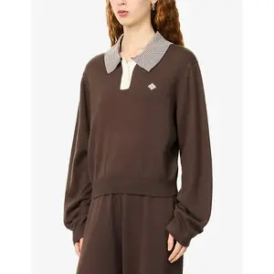THE COUTURE CLUB Long-sleeve Knitted Polo Top - Brown