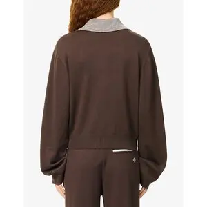 THE COUTURE CLUB Long-sleeve Knitted Polo Top - Brown