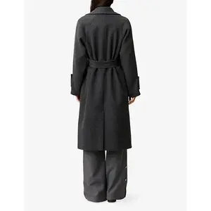 Claudie Pierlot Collared Belted-waist Wool-blend Coat