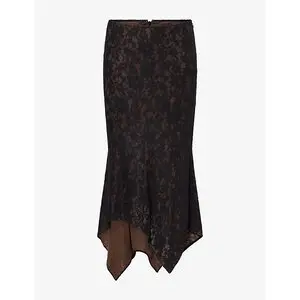DE LA VALI Faela Lace Midi Skirt - Black