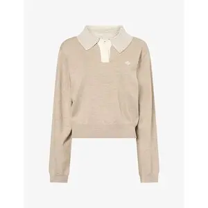 THE COUTURE CLUB Long-sleeve Knitted Polo Top - Beige