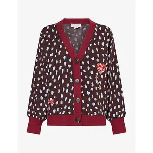 NEVER FULLY DRESSED Deer-pattern Knitted Cardigan - Chocolate
