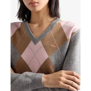 Prada Argyle V-neck Cashmere Jumper