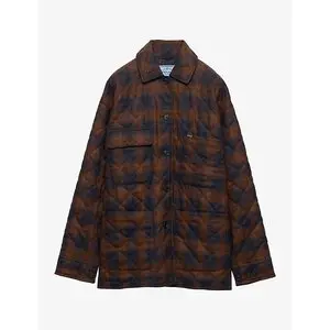 Prada Quilted Check Wool Caban Jacket - Brown