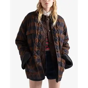 Prada Quilted Check Wool Caban Jacket