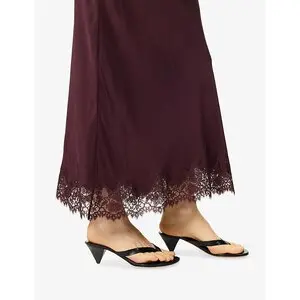 Rixo Matilde Lace-trim Satin Midi Skirt