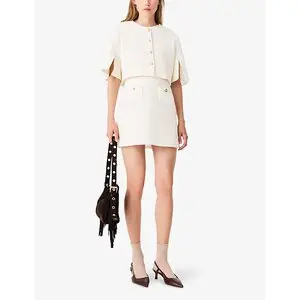 Maje Two-in-one Short-sleeve Tweed Mini Dress
