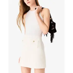 Maje Two-in-one Short-sleeve Tweed Mini Dress