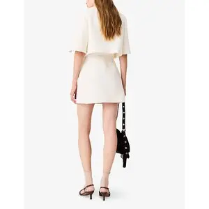 Maje Two-in-one Short-sleeve Tweed Mini Dress