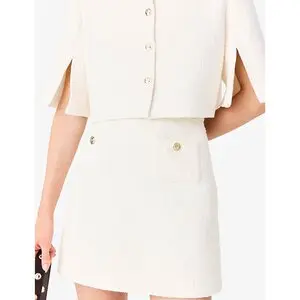 Maje Two-in-one Short-sleeve Tweed Mini Dress