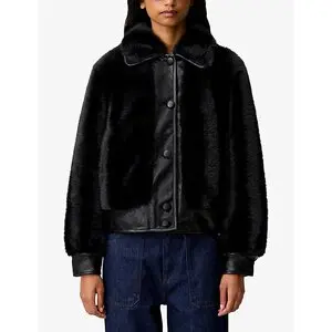Claudie Pierlot Collared Button-down Faux-fur Jacket