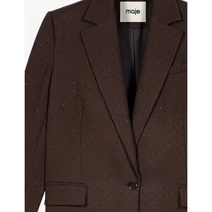 Maje Rhinestone Woven Suit Jacket