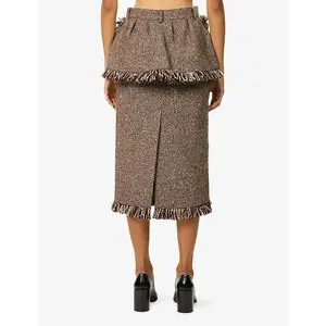 Sacai Tweed Wool-blend Midi Skirt