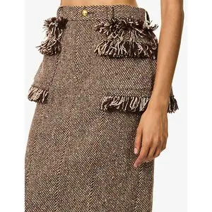 Sacai Tweed Wool-blend Midi Skirt