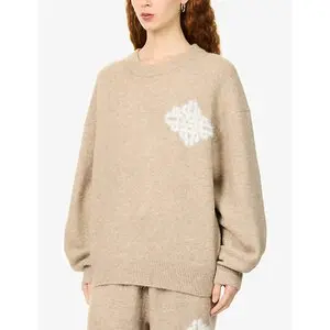 THE COUTURE CLUB Fluffy Crew-neck Knitted Jumper - Beige