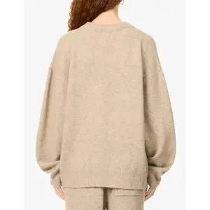 THE COUTURE CLUB Fluffy Crew-neck Knitted Jumper - Beige