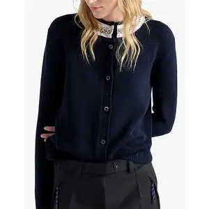 Prada Jewel-embellished Collar Wool And Cashmere Cardigan