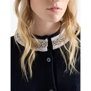 Prada Jewel-embellished Collar Wool And Cashmere Cardigan