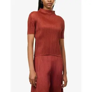 Issey Miyake High-neck Pleat Knit T-shirt