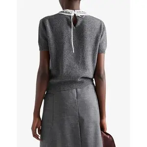 Prada Jewel-embellished Collar Cashmere And Wool Jumper