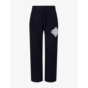 THE COUTURE CLUB Fluffy Relaxed-fit Knitted Jogging Bottoms - Navy