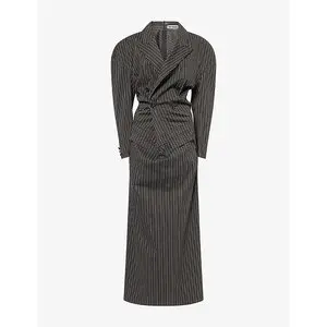 Issey Miyake Allow Stripe Woven Maxi Dress - Black
