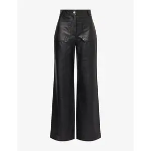 Victoria Beckham Alina Straight-leg Leather Trousers - Black