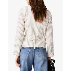 Maje Rhinestone Ruffled-neck Cotton-blend Shirt