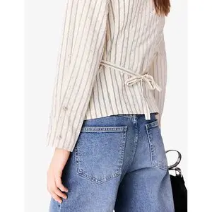 Maje Rhinestone Ruffled-neck Cotton-blend Shirt
