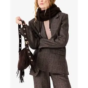 Maje Herringbone Check Belted Suit Wool-blend Jacket