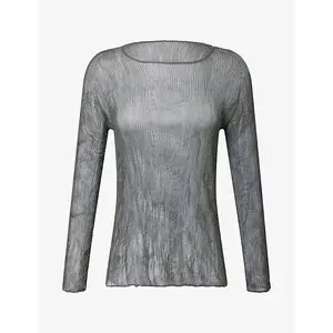 Issey Miyake Chiffon Twist Long-sleeve Sheer T-shirt - Grey