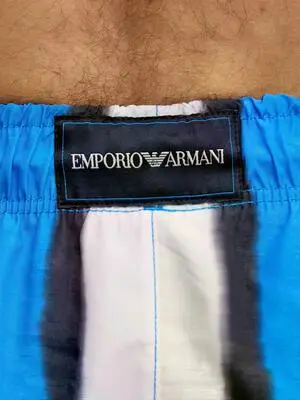 Emporio Armani Swim Shorts With Shaded Stripes Print - Blue