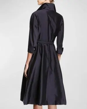 Rickie Freeman For Teri Jon 3/4-sleeve Belted Midi Shirtdress - Navy