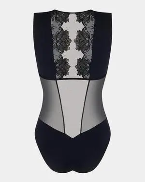 Lise Charmel Diva Glamour Embroidered Tulle Bodysuit