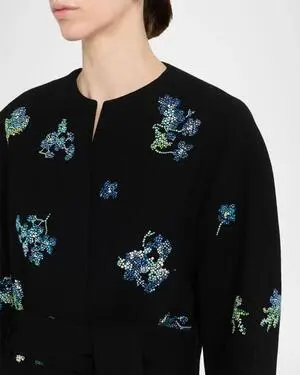 Libertine Bluebell Lane Embellished Cashmere Belted Open Coat - Black