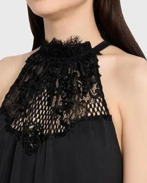 Kobi Halperin Hallee Lace-inset Halter Maxi Dress - Black