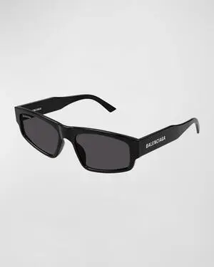 Balenciaga Logo Acetate Rectangle Sunglasses