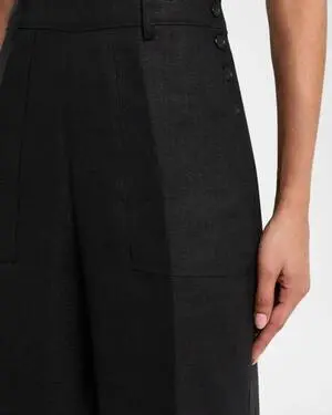 Libertine Heavy Linen Straight-leg Sailor Pants - Black