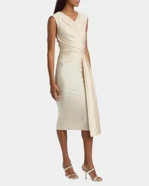 Chiara Boni La Petite Robe Rahim Draped Wrap-front Midi Sheath Dress