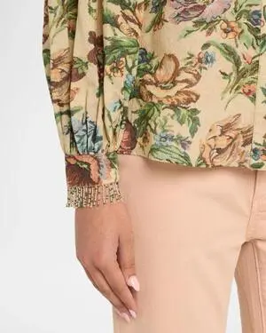 Kobi Halperin Asher Beaded Floral-print Cotton Blouse - Multi
