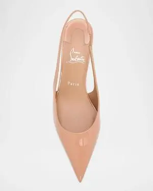 CHRISTIAN LOUBOUTIN 60mm Miss Z Patent Leather Slingback Pumps - Blush