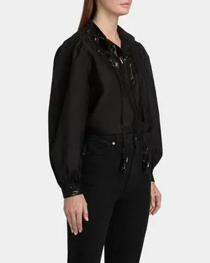 Kobi Halperin Harper Sequin Lace-yoke Blouse