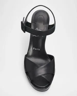 CHRISTIAN LOUBOUTIN 100mm Cora Leather Sandals - Black