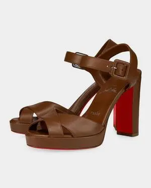 CHRISTIAN LOUBOUTIN 100mm Cora Leather Sandals - Cuoio