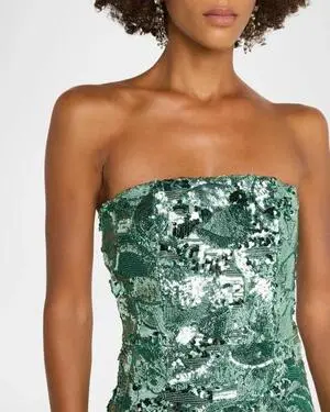 HELSI Leslie Strapless Sequin Column Gown - Teal