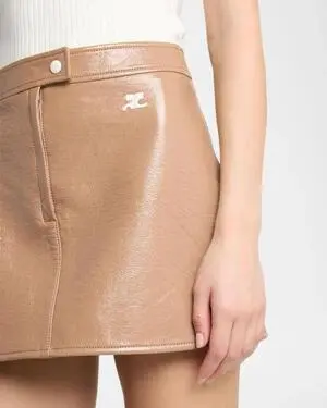 COURREGES Vinyle Reedition Mini Skirt - Bronzer