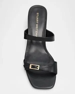 STUART WEITZMAN 40mm Baby Babette Leather Slide Sandals - Black