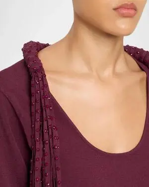 DIOTIMA Mane Fringe Embellished Long-sleeve Top