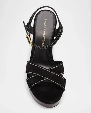 STUART WEITZMAN 95mm Park Suede Platform Sandals - Black